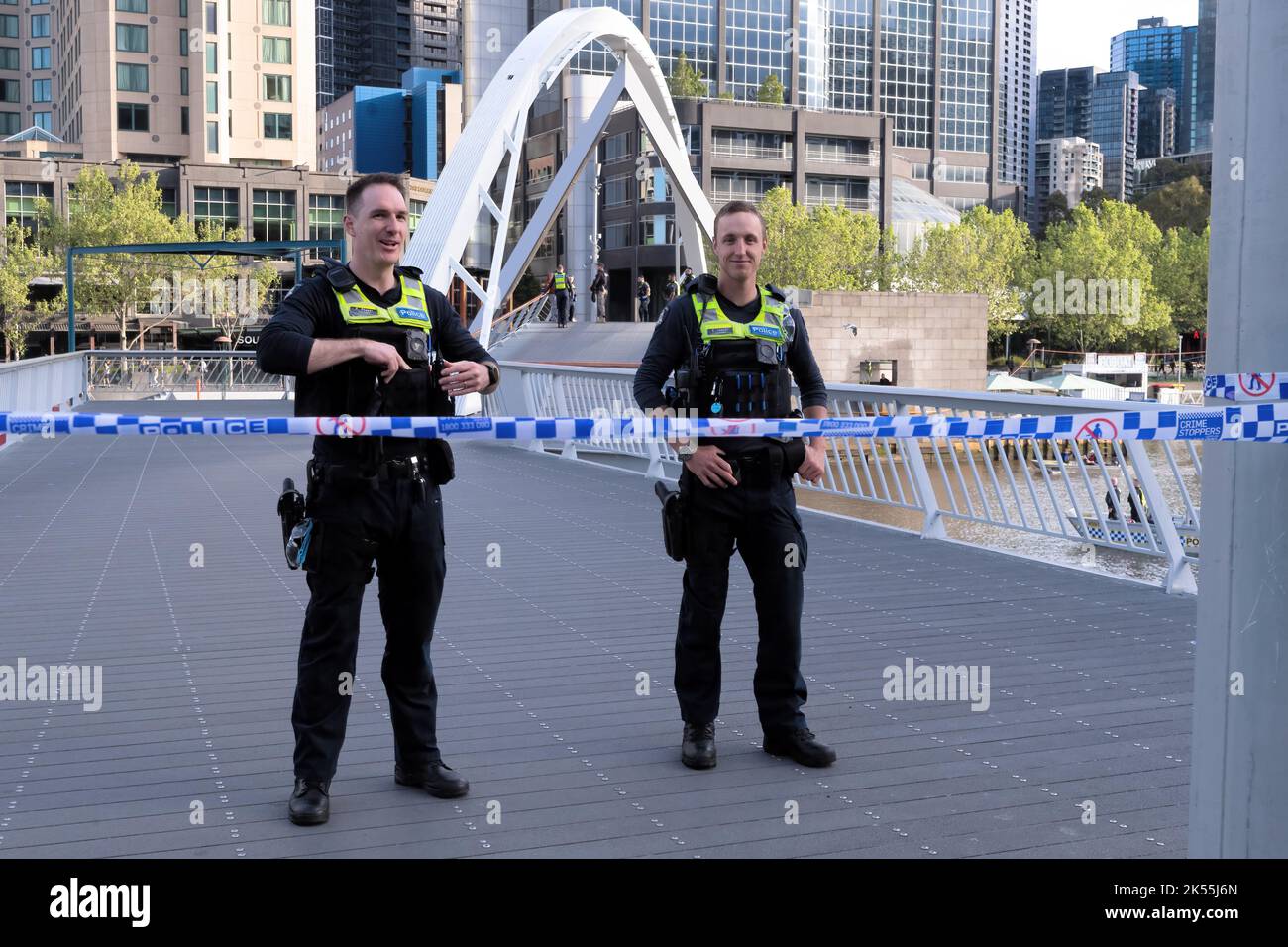 Melbourne, Australia, 6 October, 2022. The woman stands with the Police ...