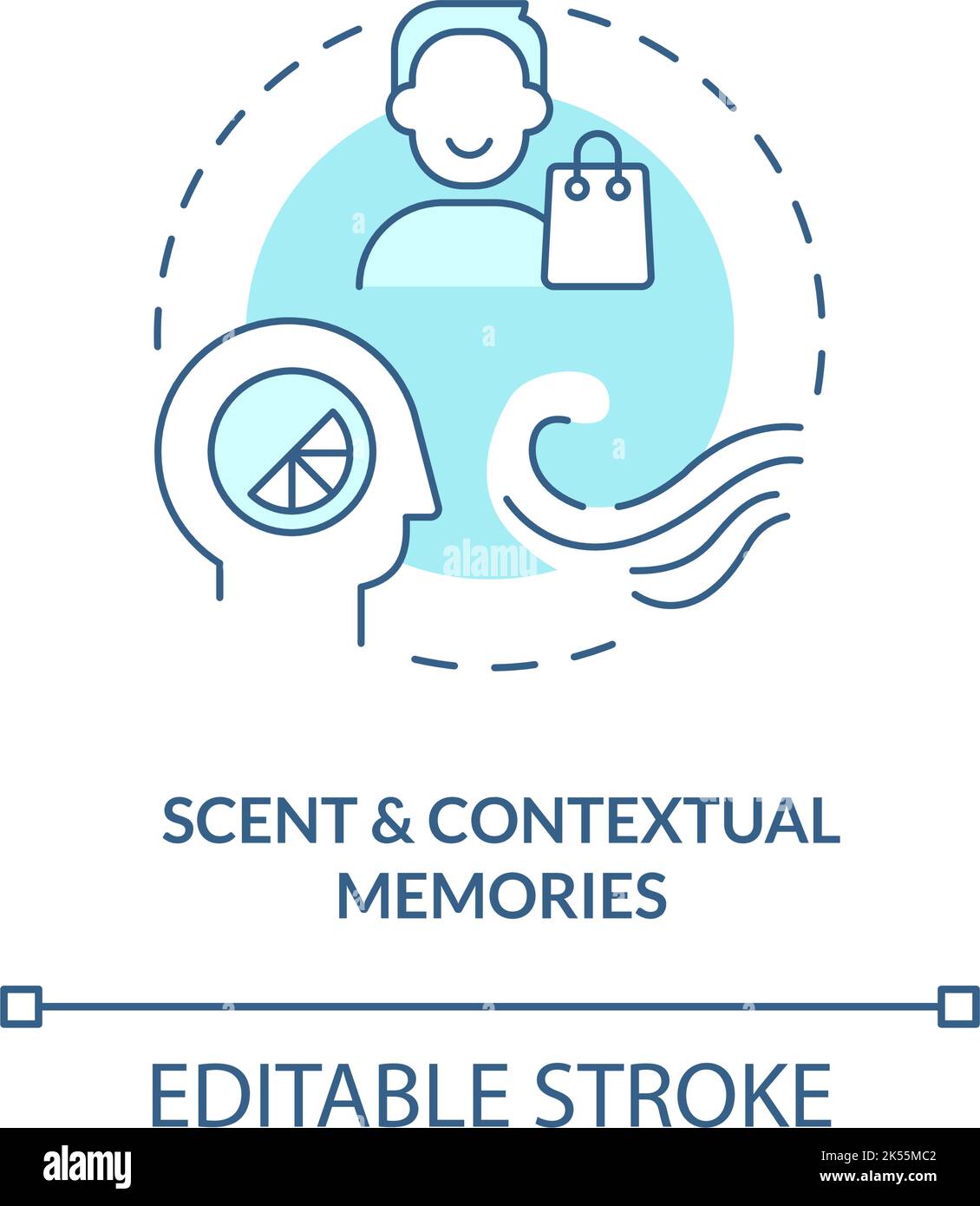 Scent and contextual memories turquoise concept icon Stock Vector Image ...