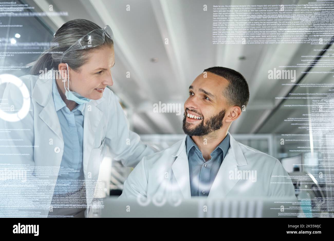 Scientist team, medical science and ui research or information ...