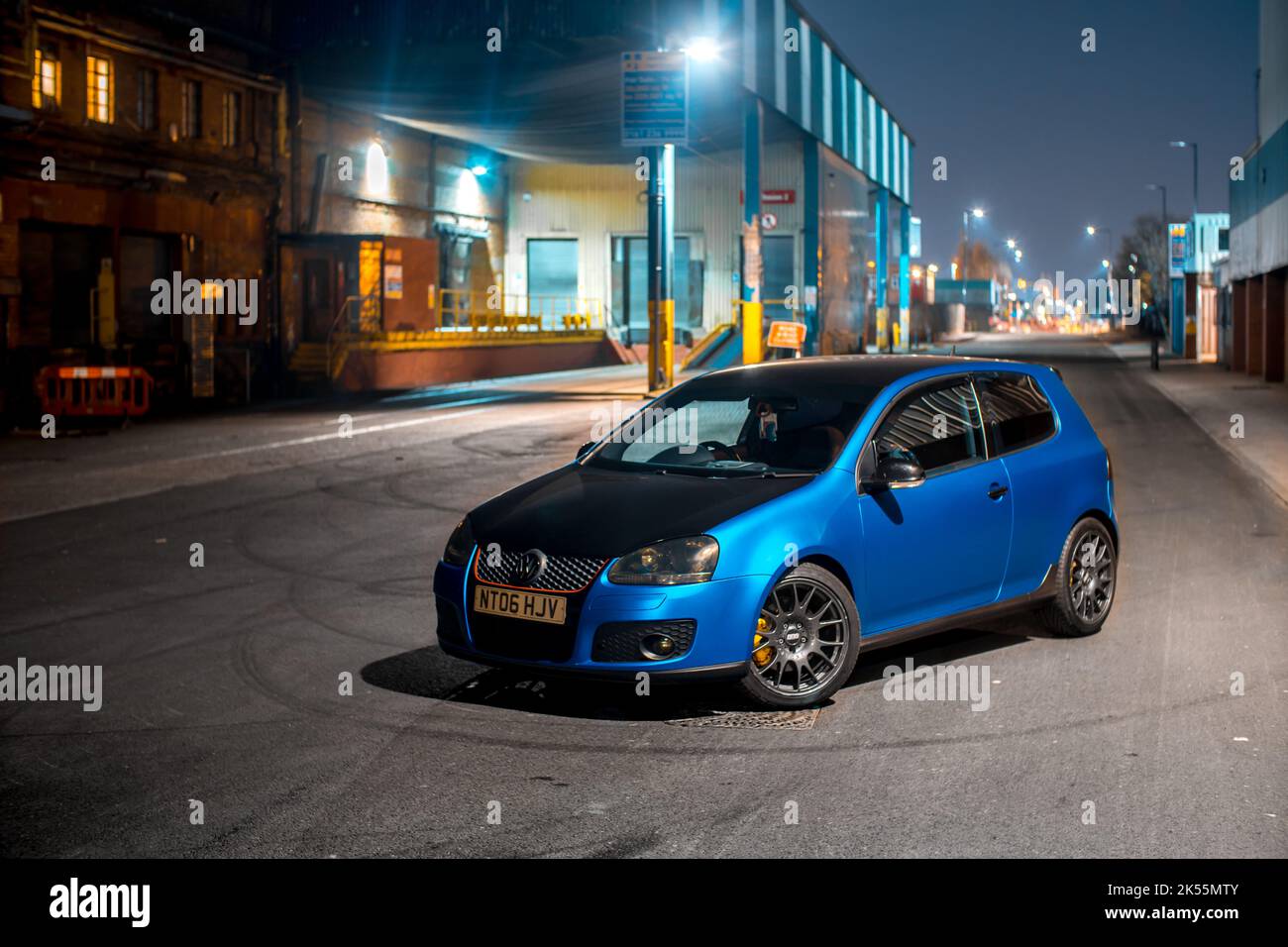A Satin Blue Vinyl Wrapped 2006 Volkswagen Golf GTI With Dark Grey BBS ...