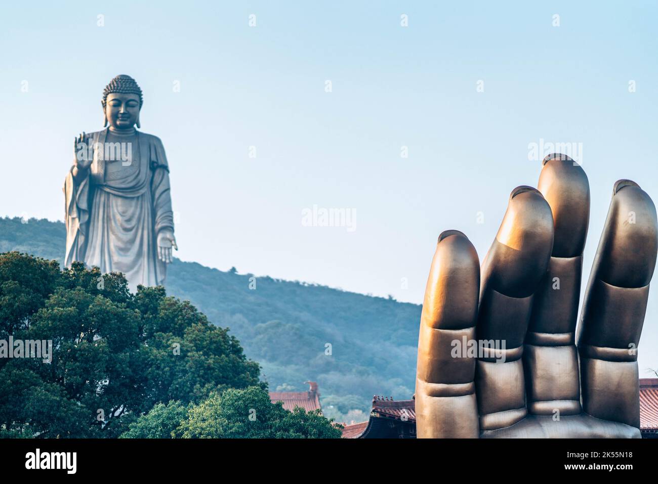 The Grand Buddha at Ling Shan statue on blue sky background in Wuxi ... The Grand Buddha at Ling Shan statue on blue sky background in Wuxi ...