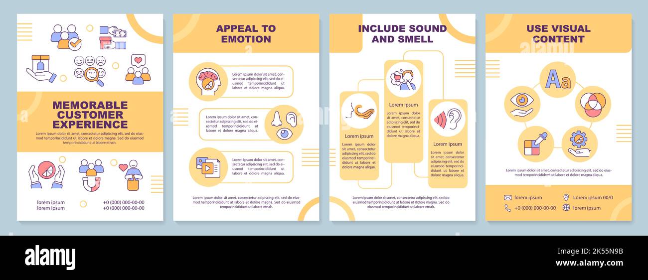 Memorable customer experience orange brochure template Stock Vector ...