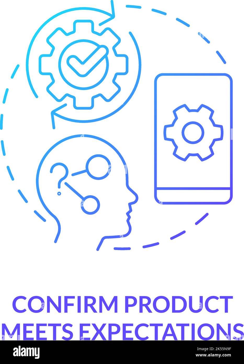 Confirm product meets expectations blue gradient concept icon Stock ...