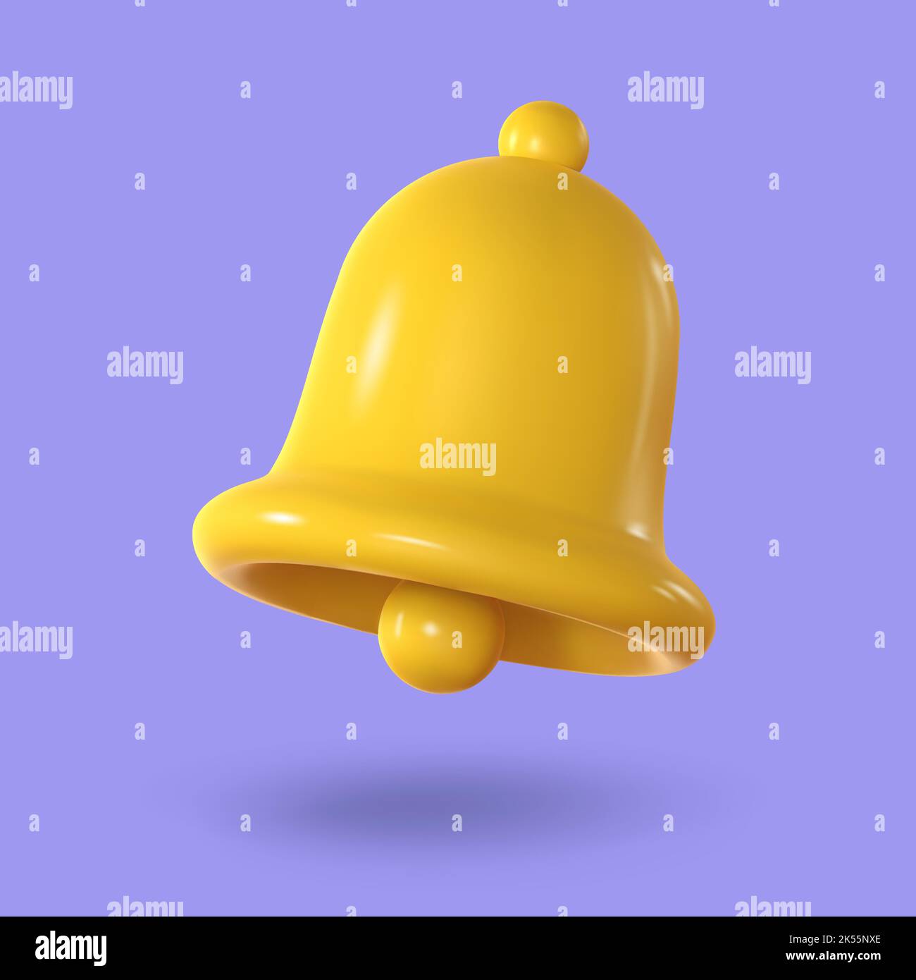Hand bell, realistic 3d on violet background. Vector illustration Stock ...