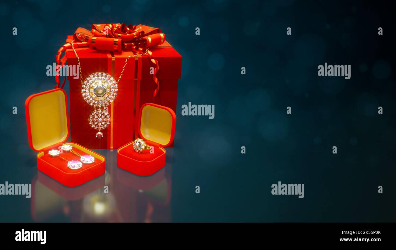 jewelry surprise gift box with ring, shackles, choker with diamonds ...