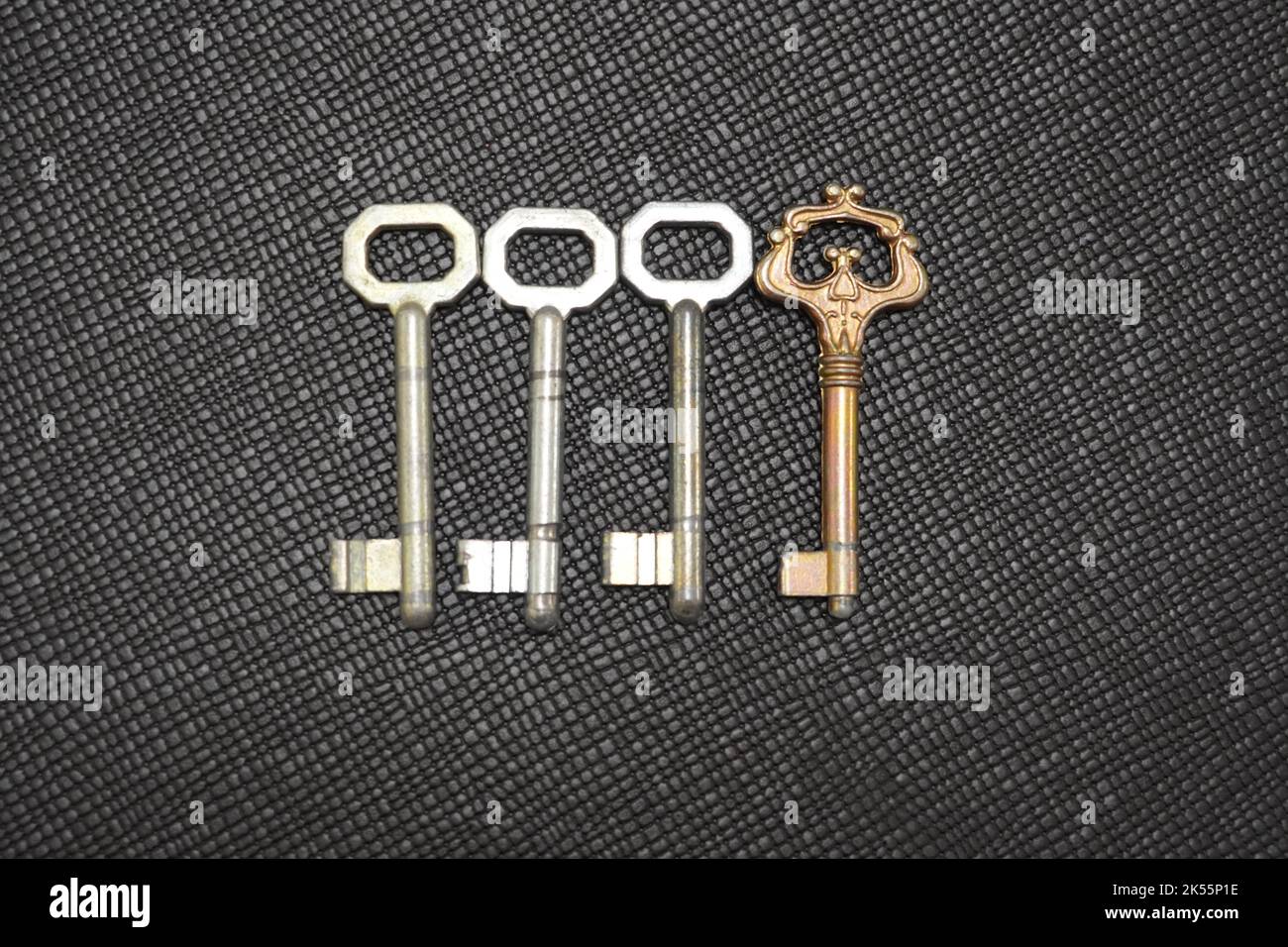 Many different old keys from different locks, in order in a line Stock ...