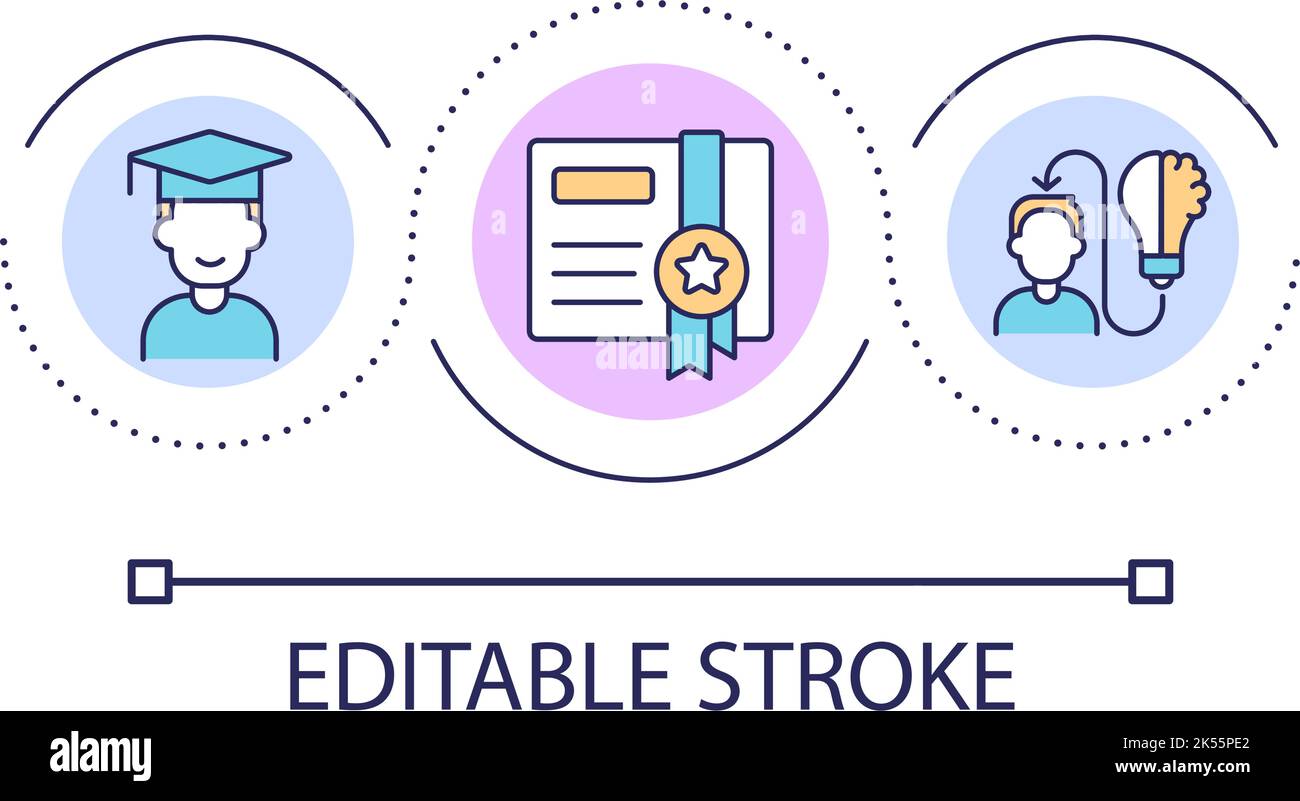 Professional course with certificate loop concept icon Stock Vector ...