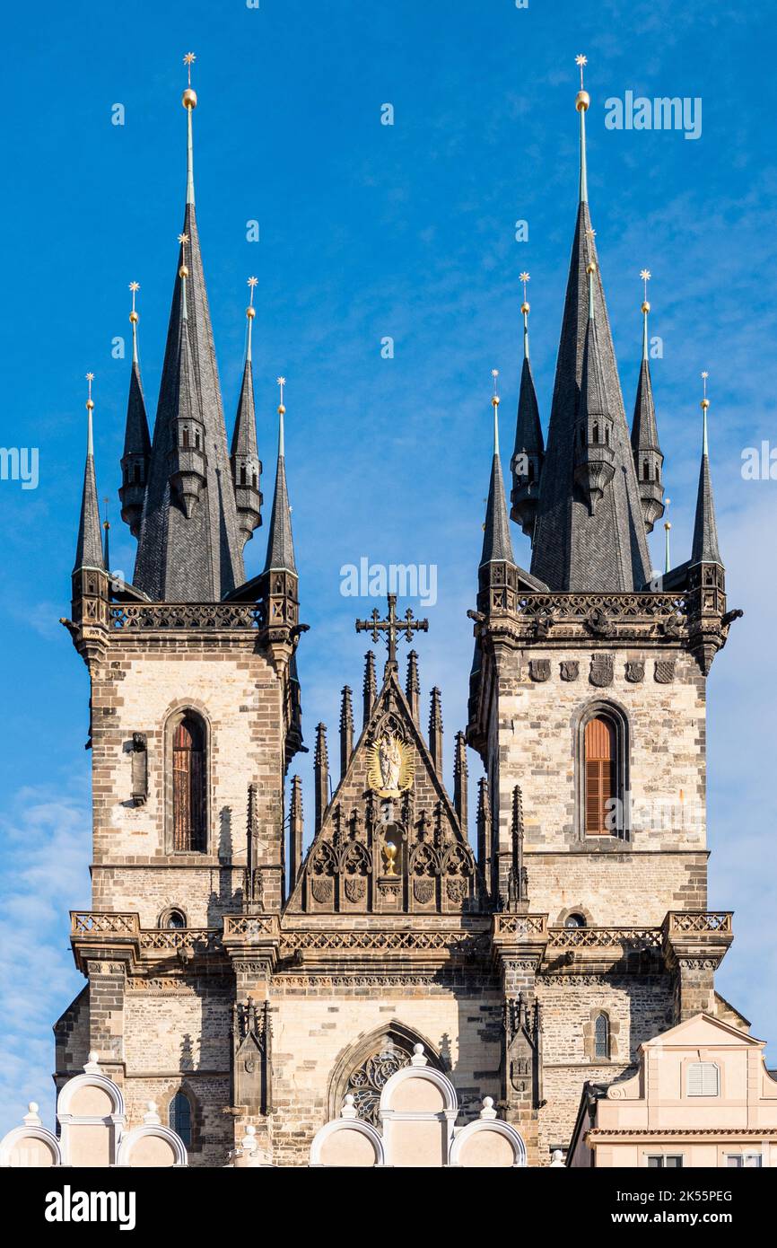 The vertical shot of the historic gothic Church of Mother of God before ...