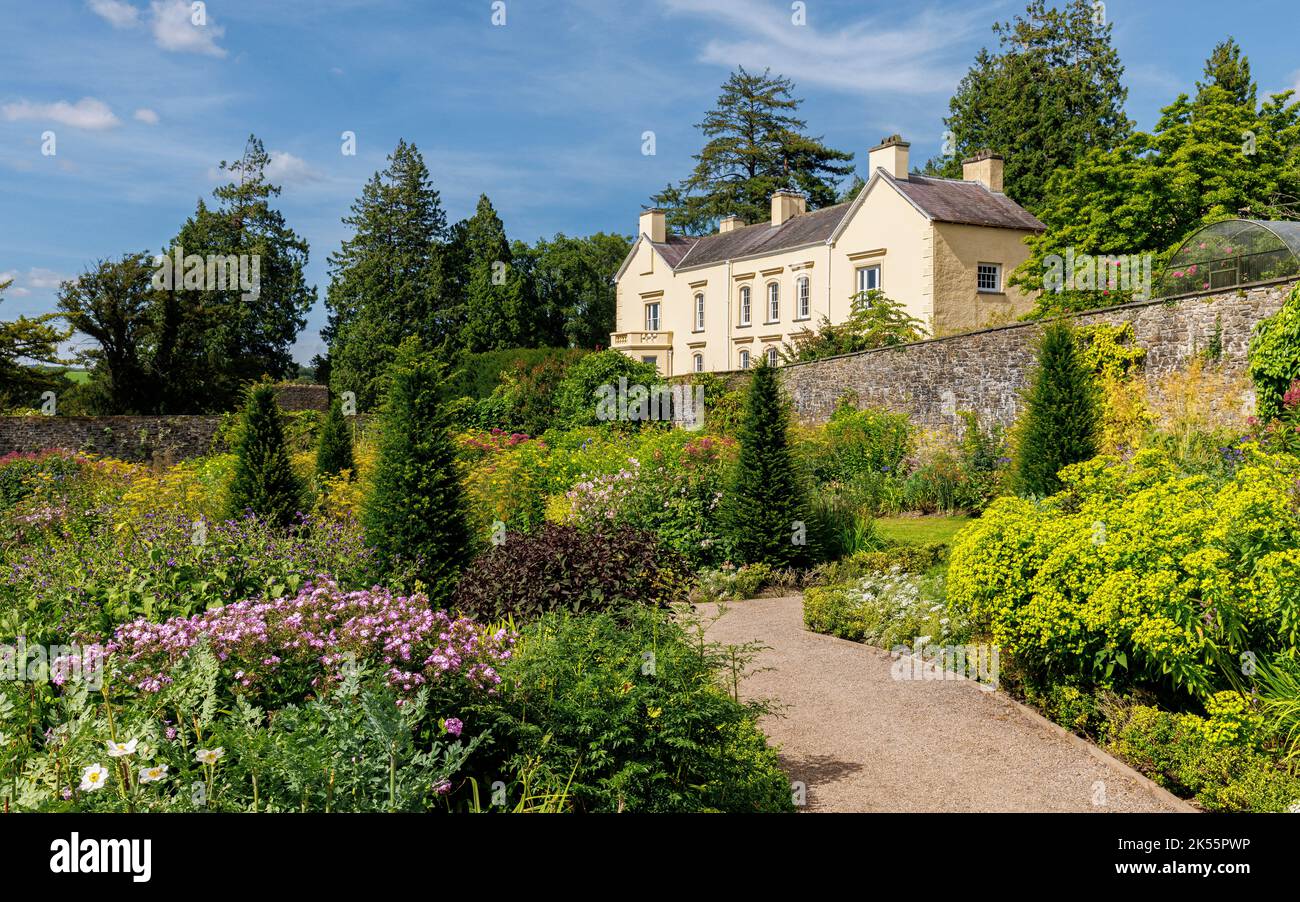 The Upper Walled Garden and Mansion at Aberglasney Gardens Stock Photo ...