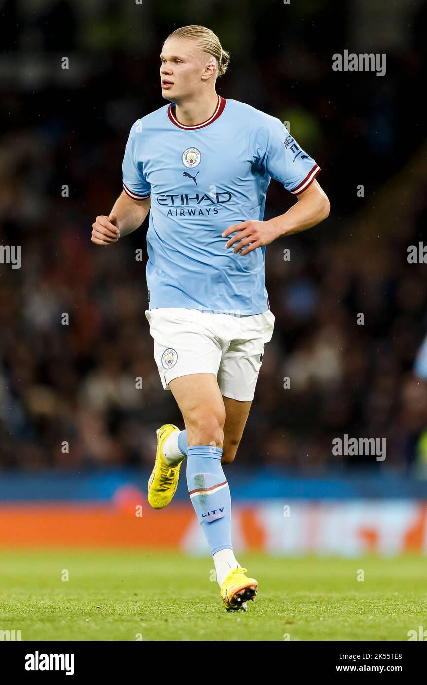 Manchester, UK. 05th Oct, 2022. Erling Haland of Manchester City during ...