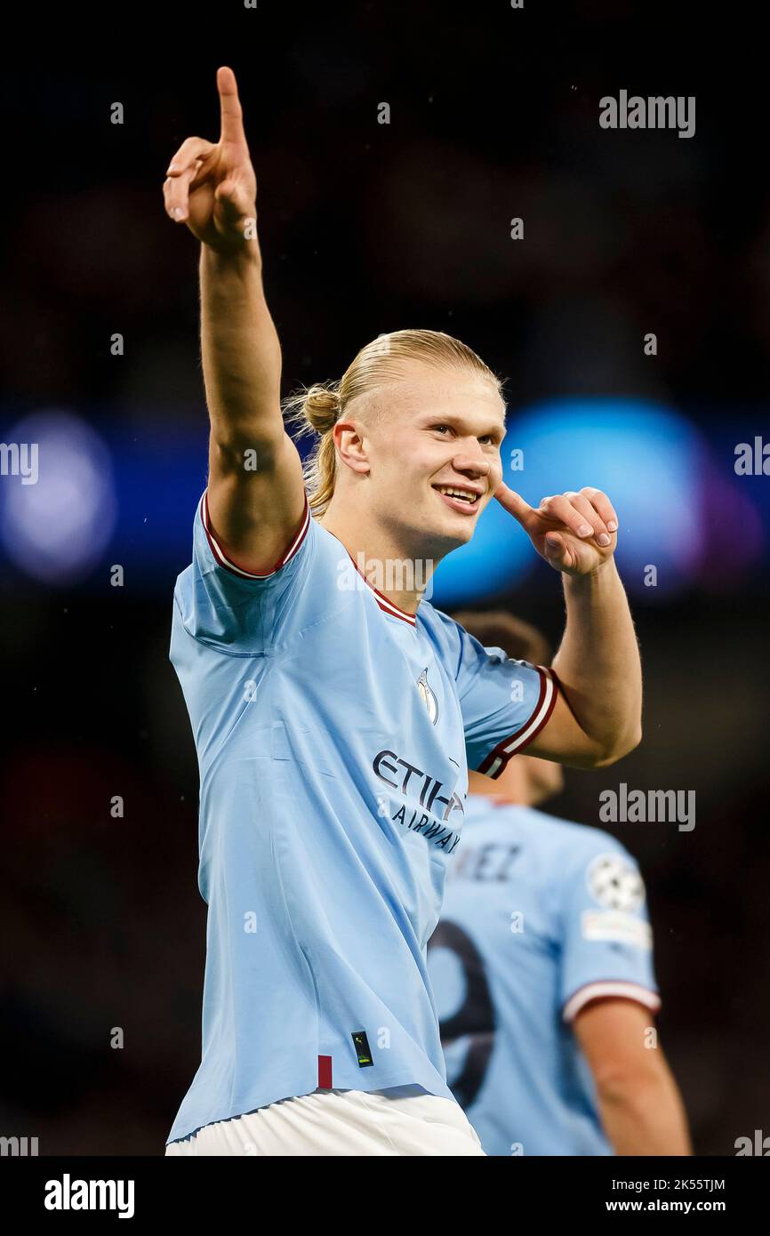 Manchester, UK. 05th Oct, 2022. Erling Haland of Manchester City ...