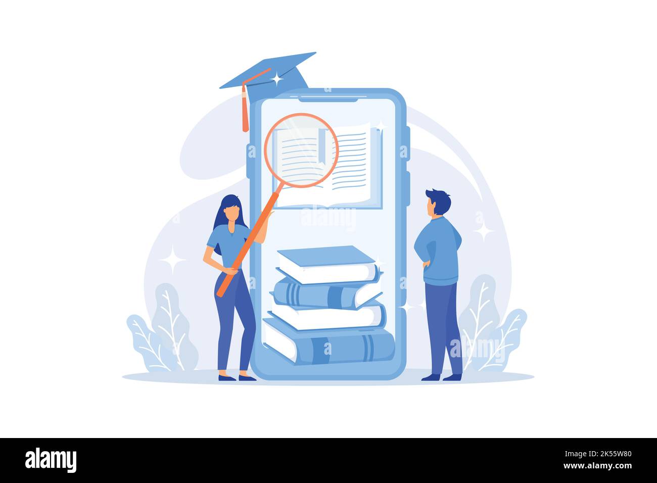 E-learning during global covid pandemic concept. Students on self ...