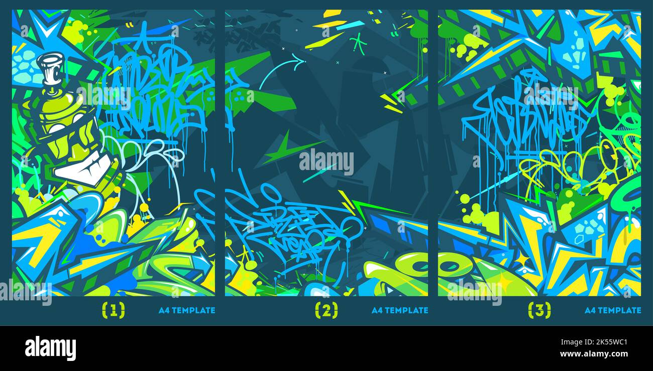 Urban Graffiti Style A4 Poster Vector Illustration Background Template ...