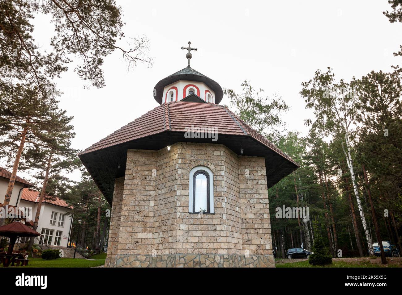 Picture of the iconic tower of the Serbian orthodox church of Divcibare ...