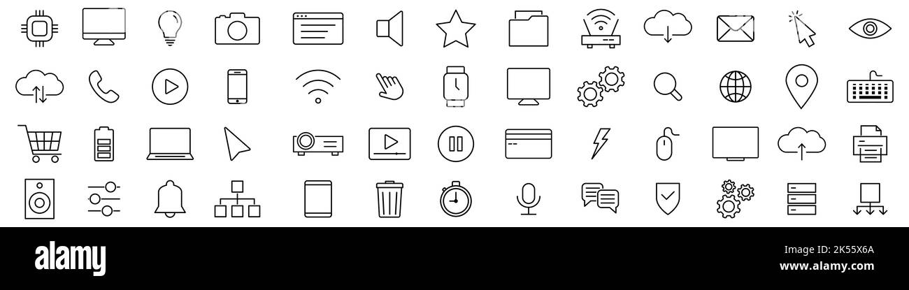 Technology icon set line style Stock Vector Image & Art - Alamy