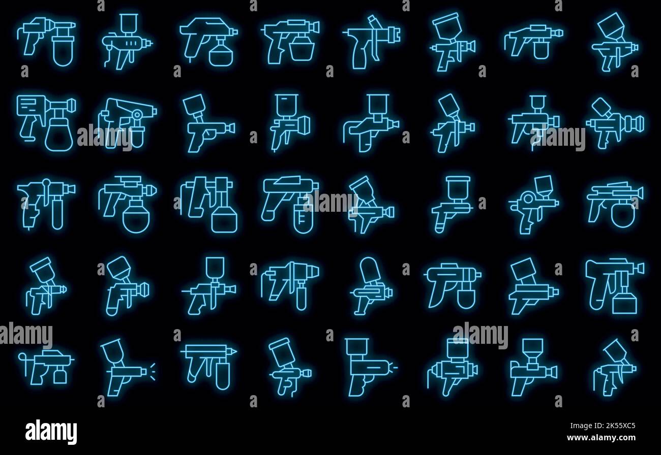 Paint sprayer icons set outline vector. Wrap coating. Automotive spray ...
