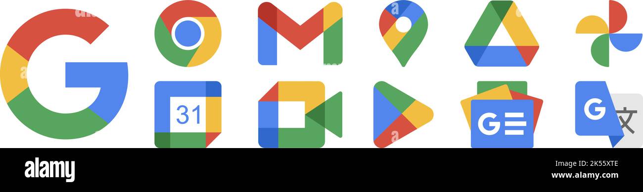 Google icon set different google programs Stock Vector Image & Art - Alamy