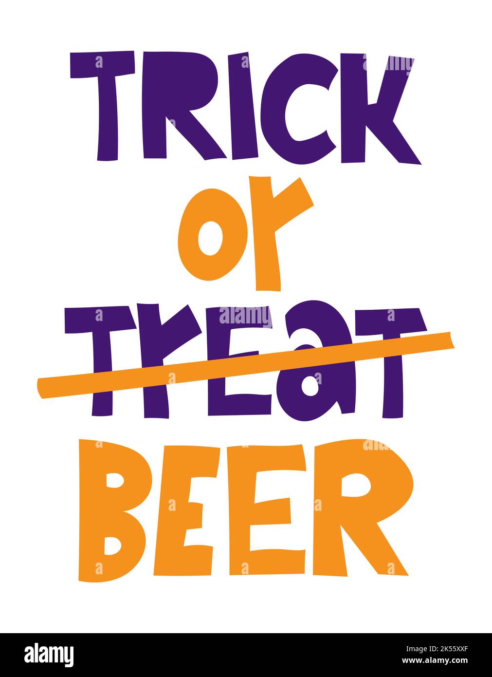 Trick or beer - Hand drawn vector illustration. Autumn color poster ...