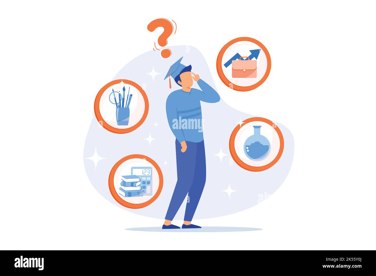 Graduate choosing college. Profession choice, decision making, future ...