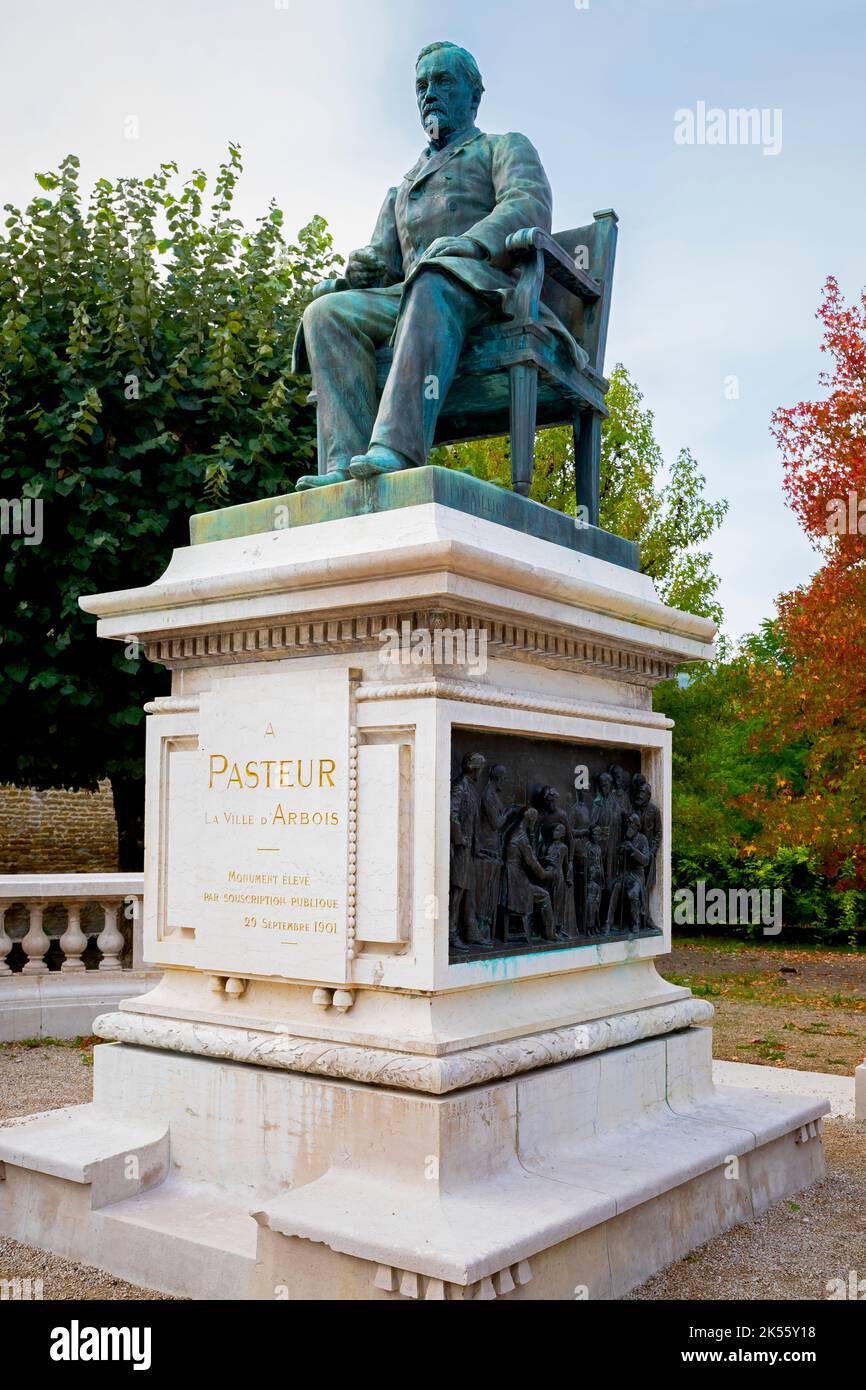 Statue of Pasteur in Arbois, Jura, France. The House of Louis Pasteur ...