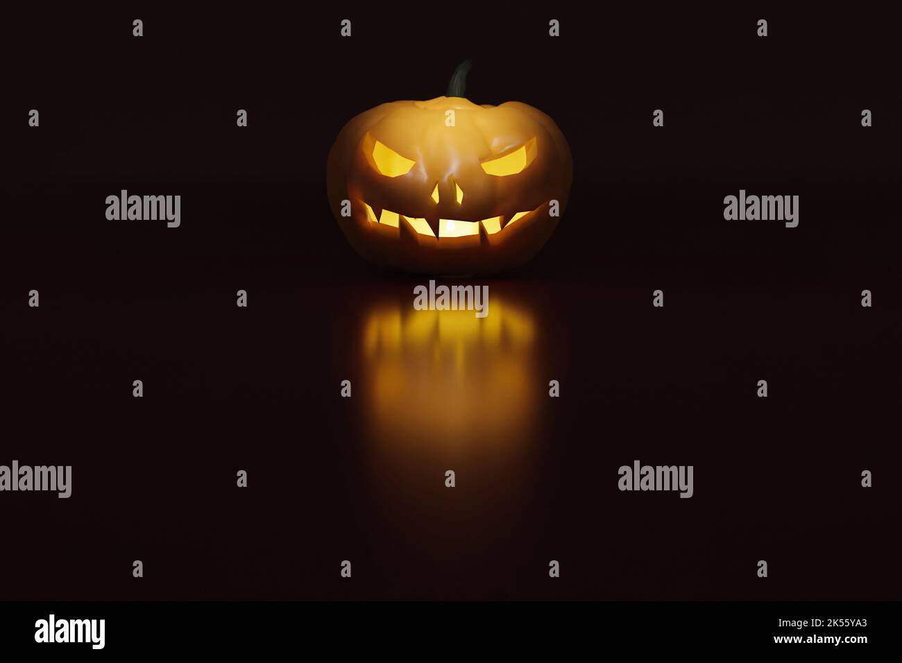 Jack-o-lantern pumpkin in dark background, rendered 3d model. Halloween ...