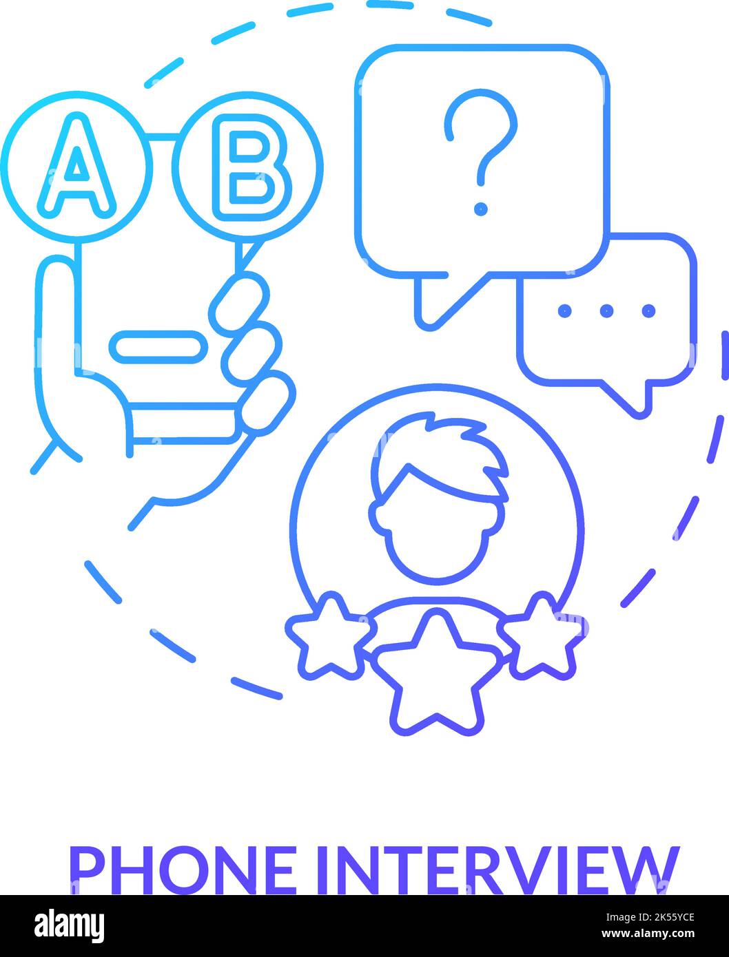 Cellphone interview blue gradient concept icon Stock Vector Image & Art ...