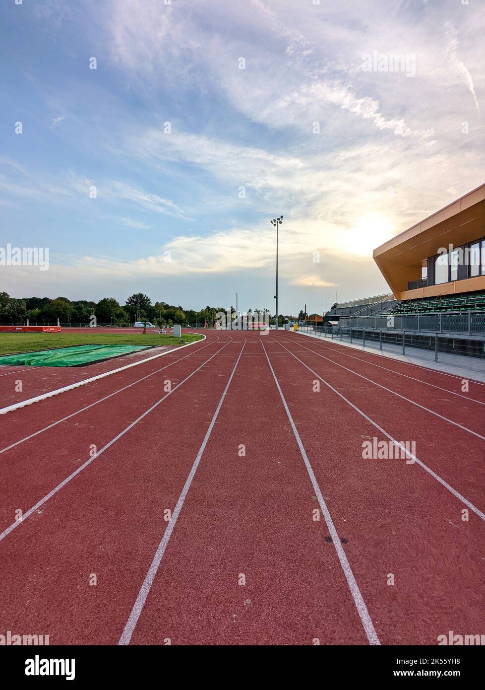 Empty tracks in an athletic stadium Stock Photo - Alamy