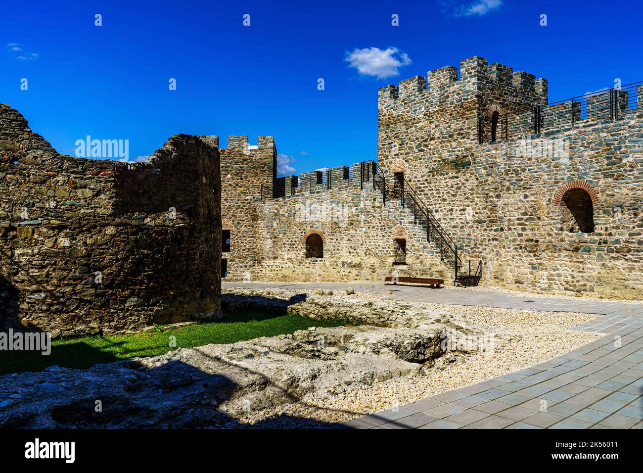 The old stone Ram Fortres in Serbia on blue sky background Stock Photo ...