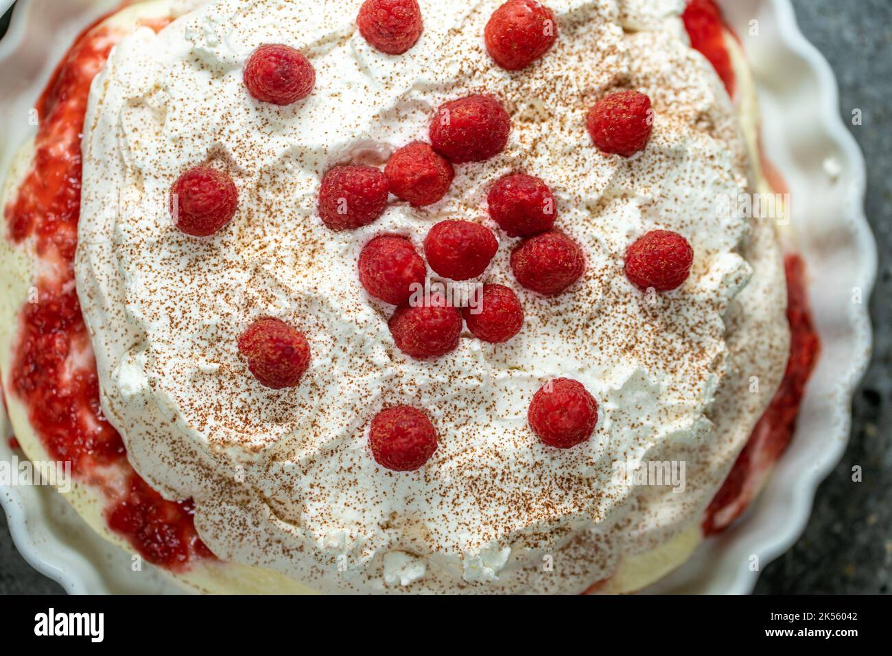 Home made deserts on beautiful white dishes Stock Photo - Alamy