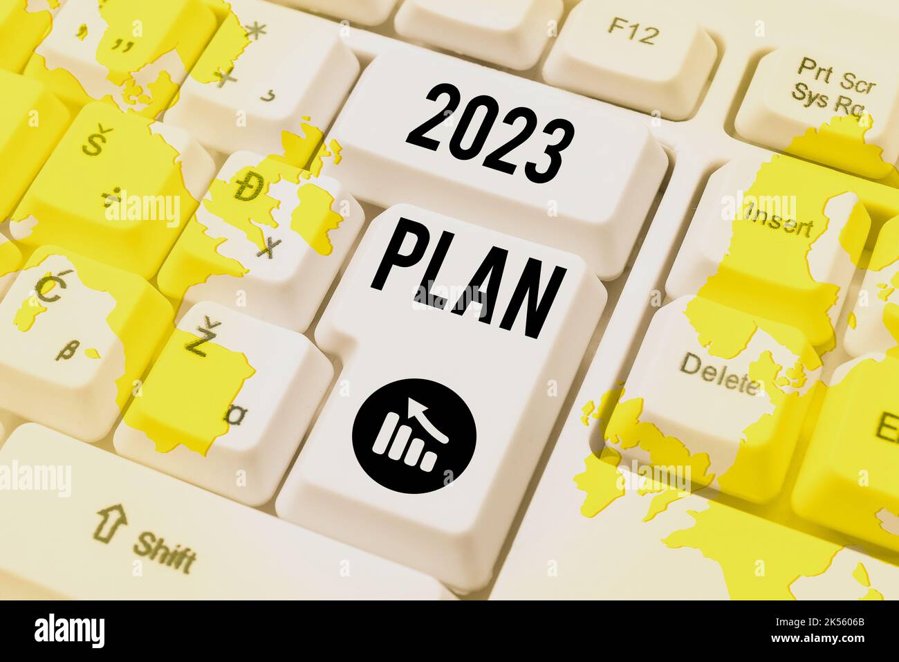 Hand writing sign 2023 Plan, Business idea setting up your goals and ...