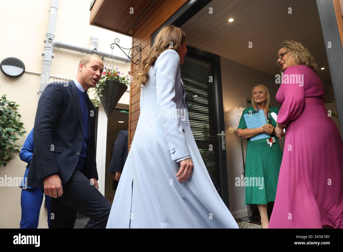 The Prince and Princess of Wales are greeted by (left to right) Martina ...