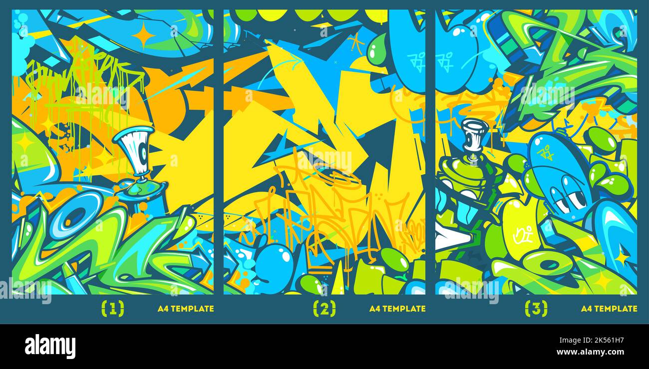 Abstract Colorful Urban Graffiti Style A4 Poster Vector Illustration ...