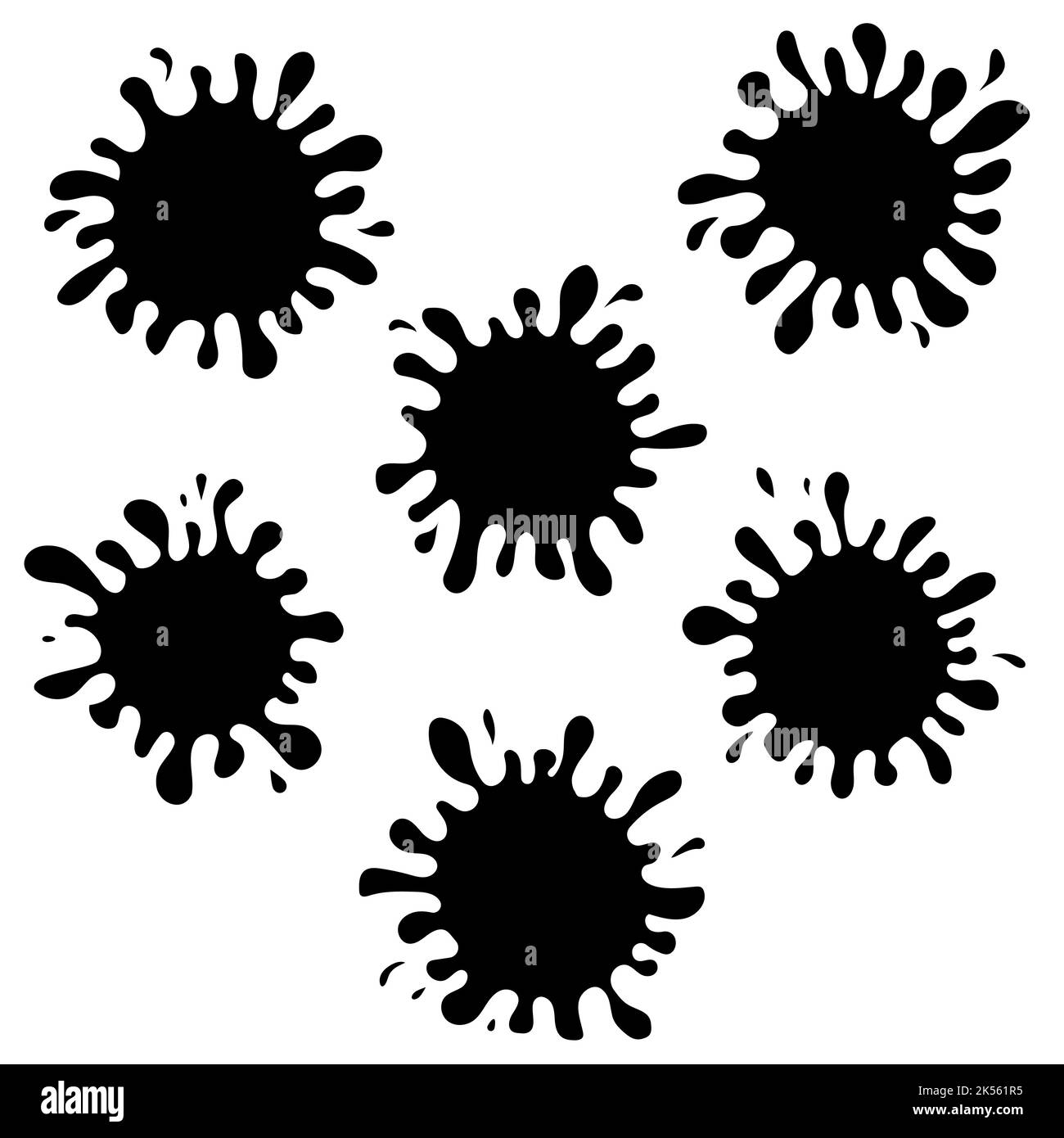 Black ink paint spots. Drops texture isolated on white background. Set ...