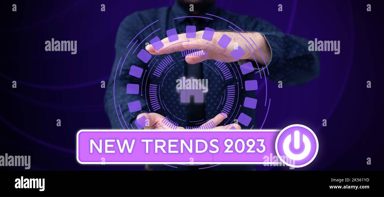 Text caption presenting New Trends 2023, Internet Concept general ...