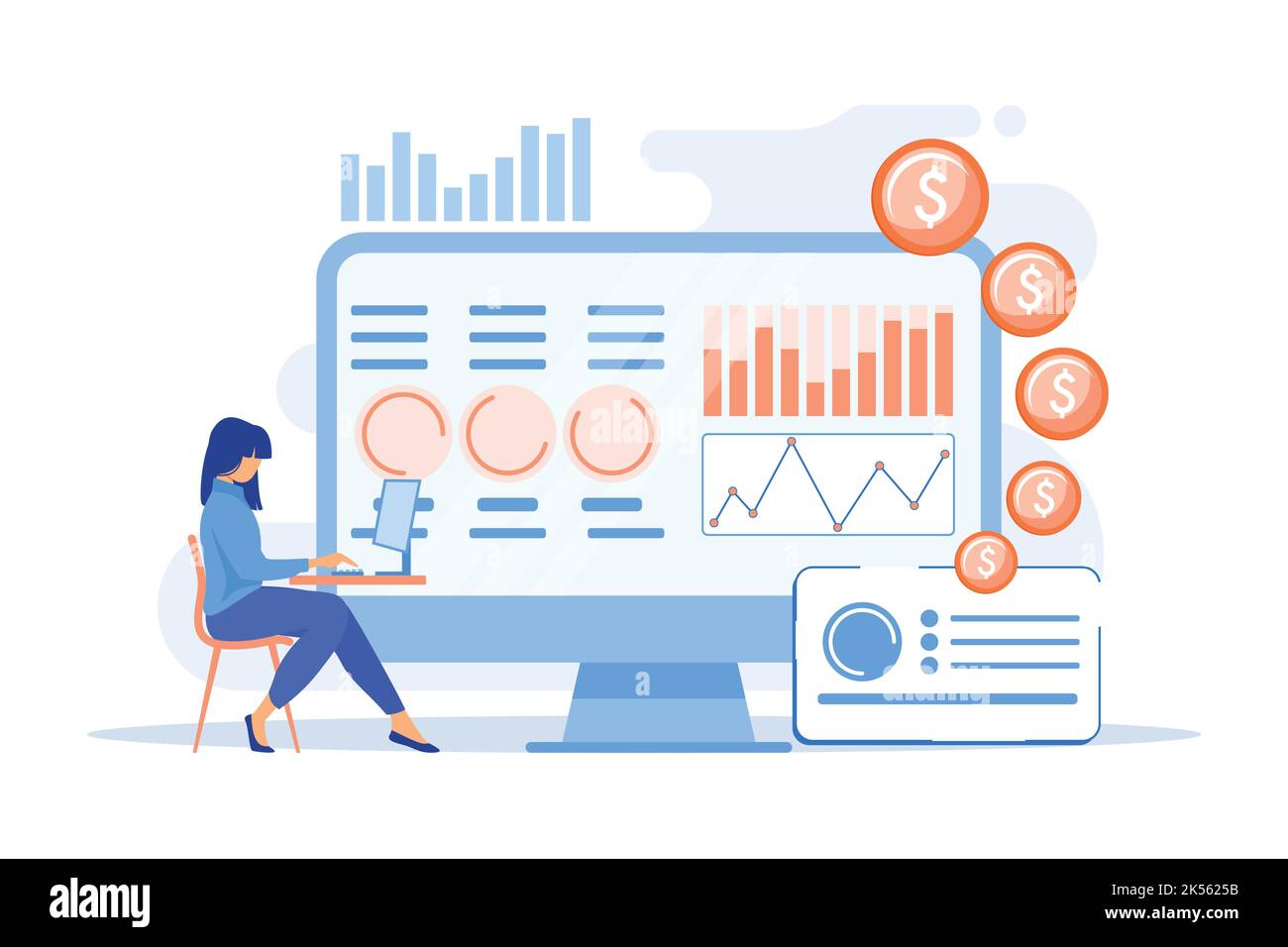 Data analyst consolidating financial information and reports on ...