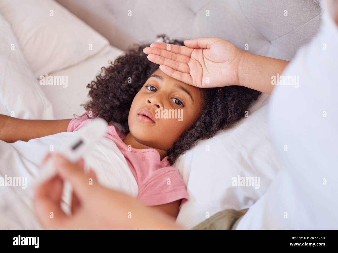 Sick mother in bed worried children hi-res stock photography and images ...