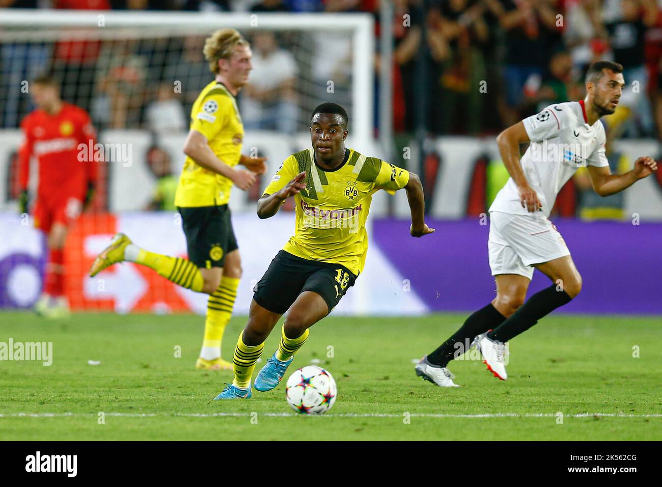 Sevilla, Spain. October 05, 2022, Youssoufa Moukoko of Borussia ...