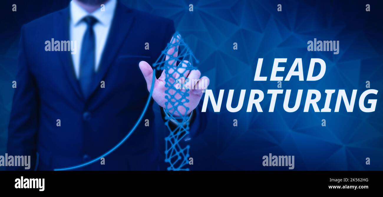 Conceptual caption Lead Nurturing, Business approach method of building ...