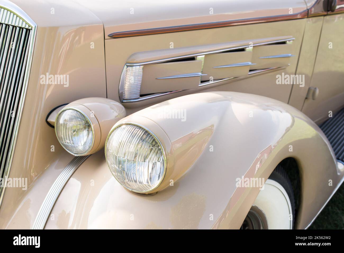 HICKORY CORNERS, MI/USA - AUGUST 27, 2017: Close-up of a 1936 Pierce ...