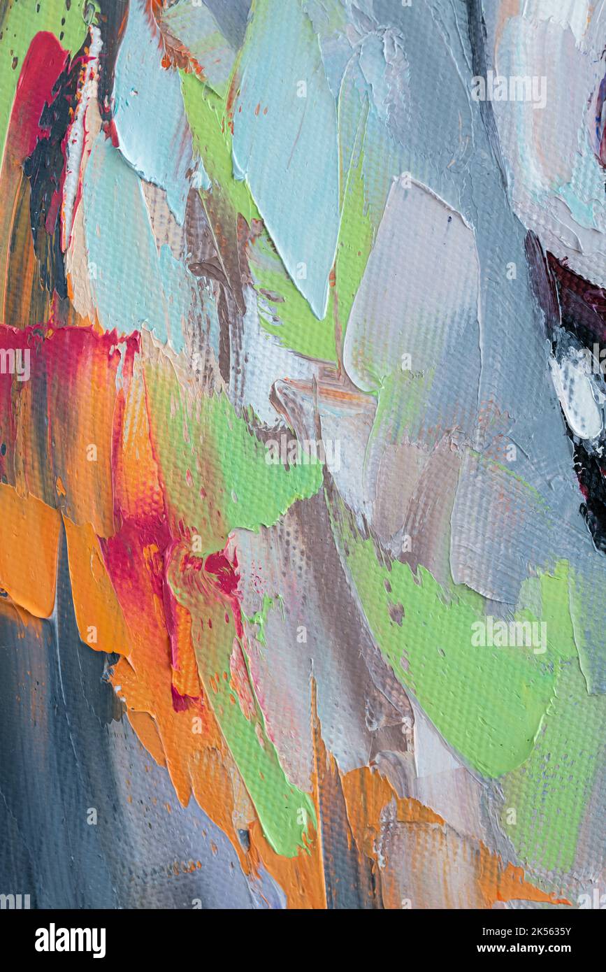 Abstract art background. oil on canvas. Rough brushstrokes of paint ...