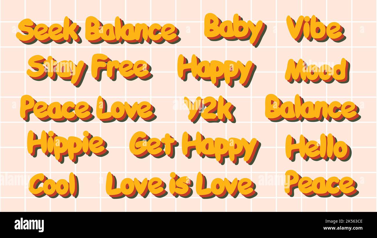 Set of hipster retro cool slogans and phrases. A collection of groovy ...