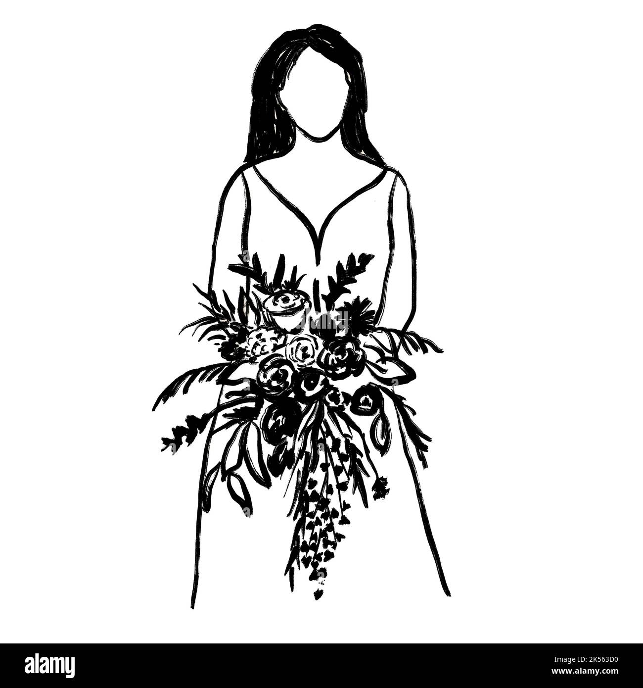 Woman with wedding bouquet flowers in dress, young lady bunch floral ... Woman with wedding bouquet flowers in dress, young lady bunch floral ...