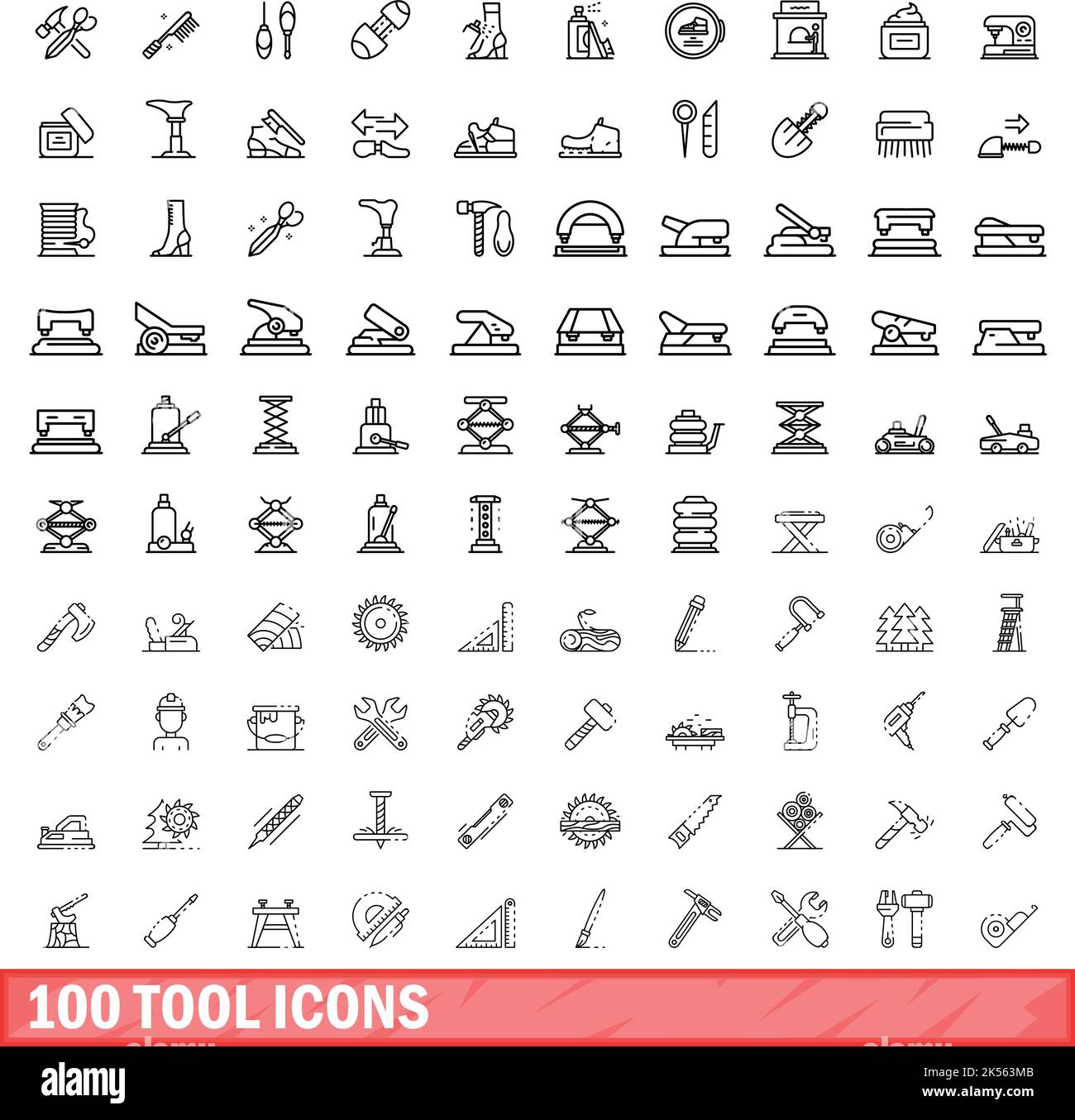 100 tool icons set. Outline illustration of 100 tool icons vector set ...