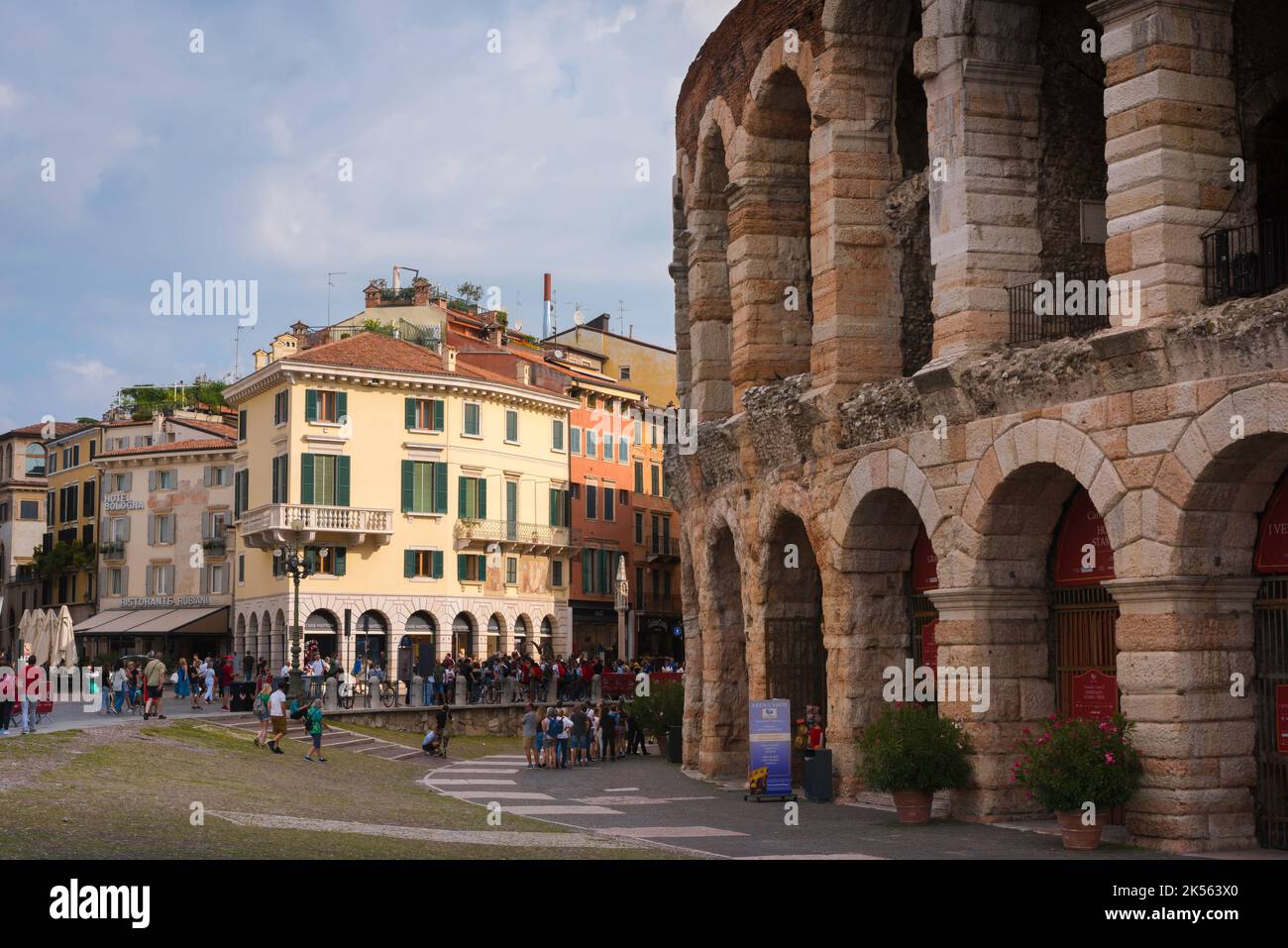 Verona Italy, view of a section of the Roman Arena in the north-west ...