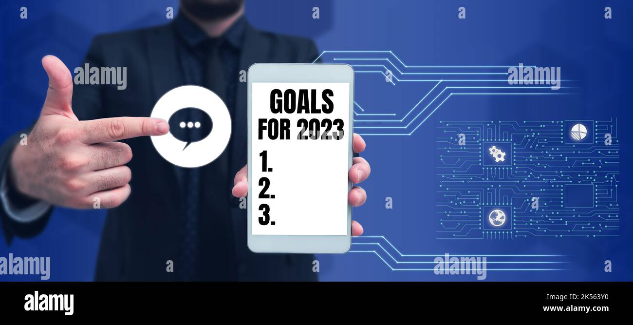 Hand writing sign Goals For 2023, Conceptual photo The following things ...