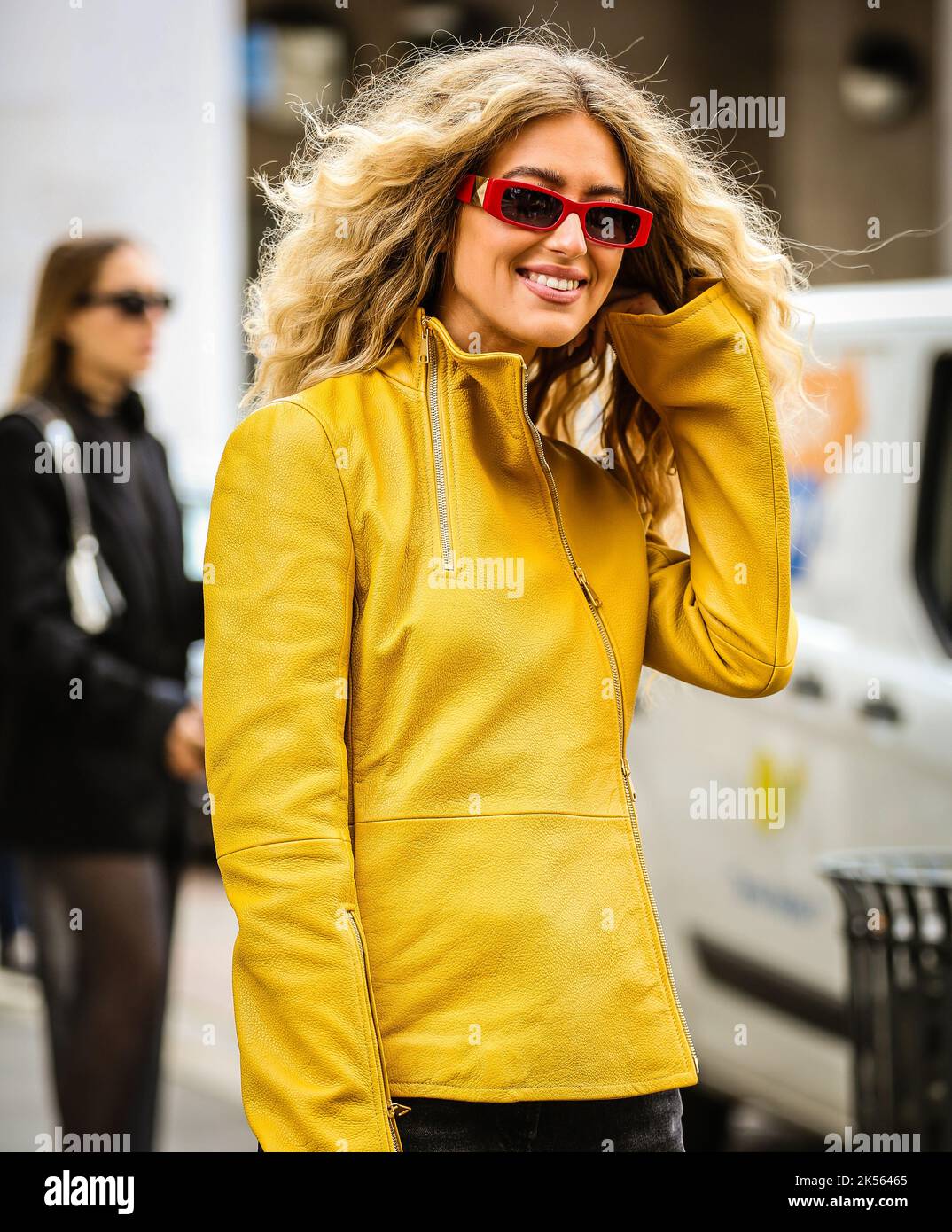 MILAN, Italy- September 22 2022: Emili Sindlev on the street in Milan ...