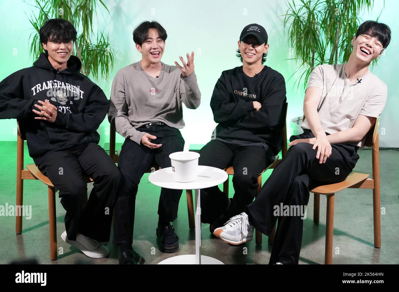 (L-R) South Korean band The Rose - Hajoon, Dojoon, Woosung and Jaehyung ...