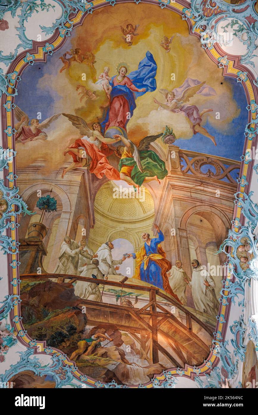 A vertical of painted ceiling in Ittingen Charterhouse museum Inside ...