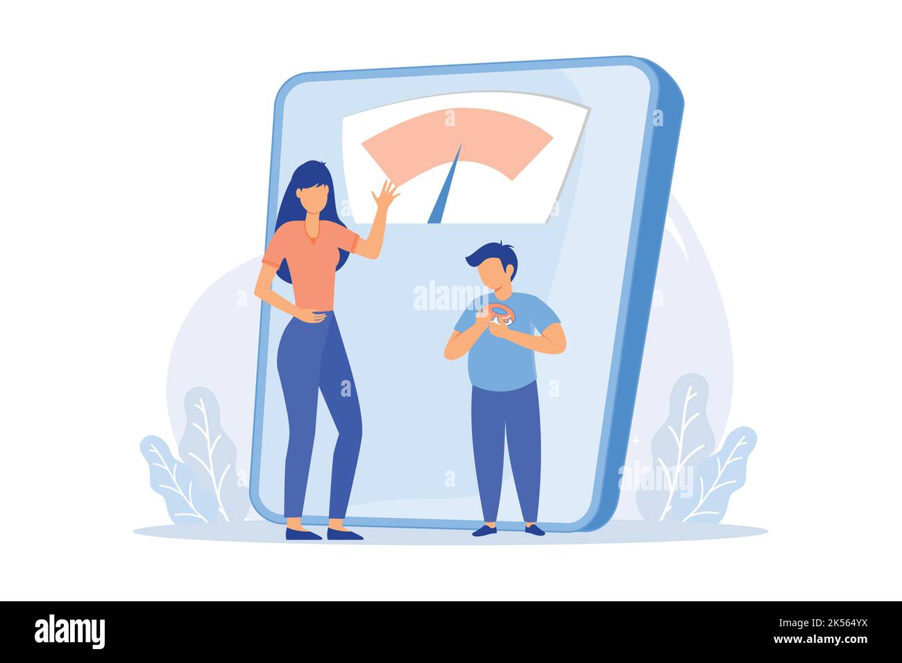 Losing weight. Female nutritionist cartoon character. Slimming ...