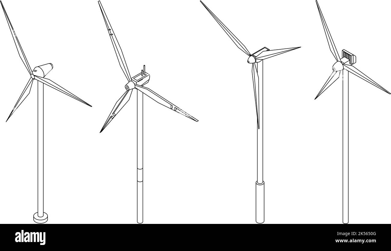 Wind turbine icons set. Isometric set of wind turbine vector icons ... Wind turbine icons set. Isometric set of wind turbine vector icons ...